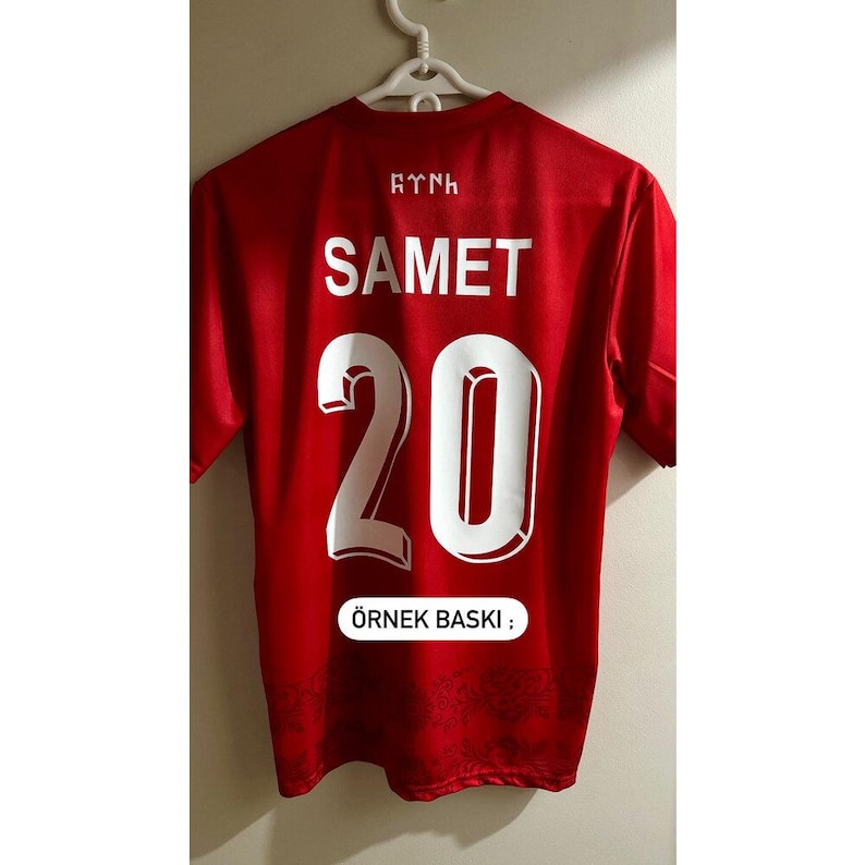 Custom Turkey Jersey, Red Wolf Soccer Shirt, Gokturk Script Tee, Gray ...