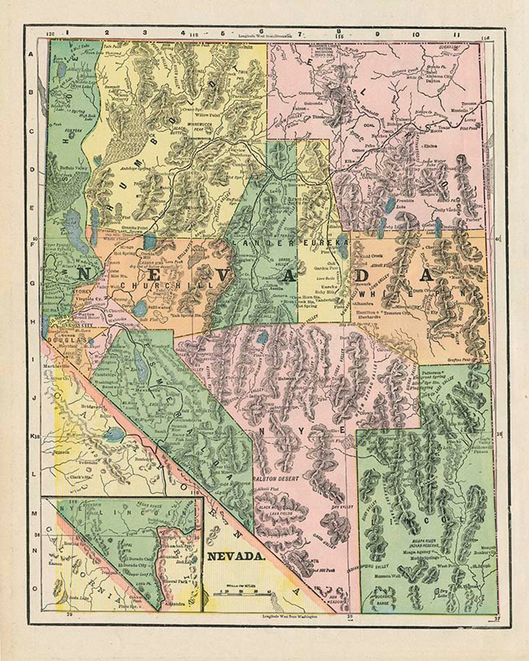NEVADA STATE U.S.A. Map High Resolution Downloadable File - Etsy