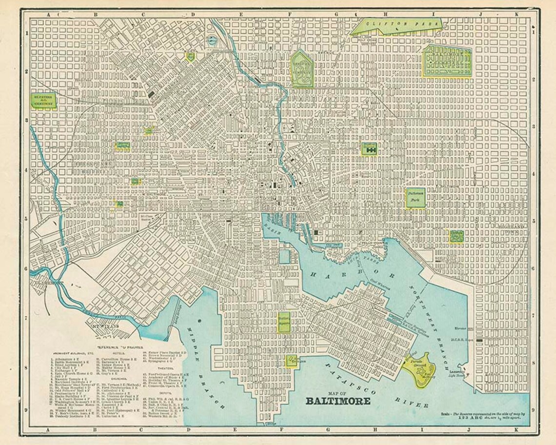 CIUDAD de BALTIMORE Estados Unidos mapa de la ciudad de alta resolución ...