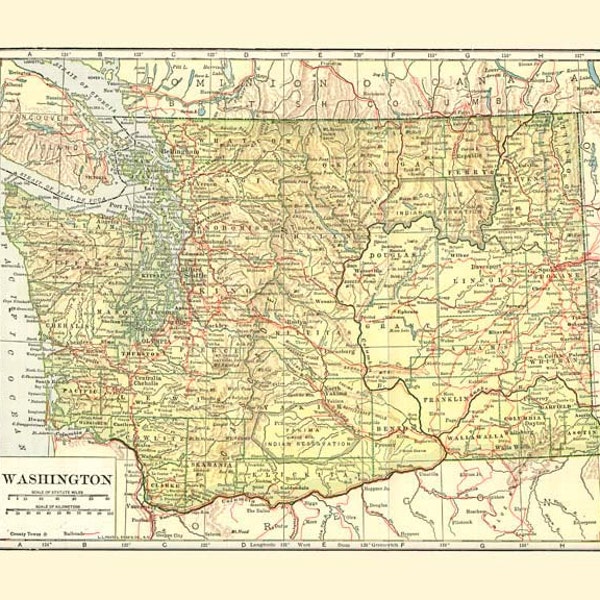 Washington State Map - Etsy