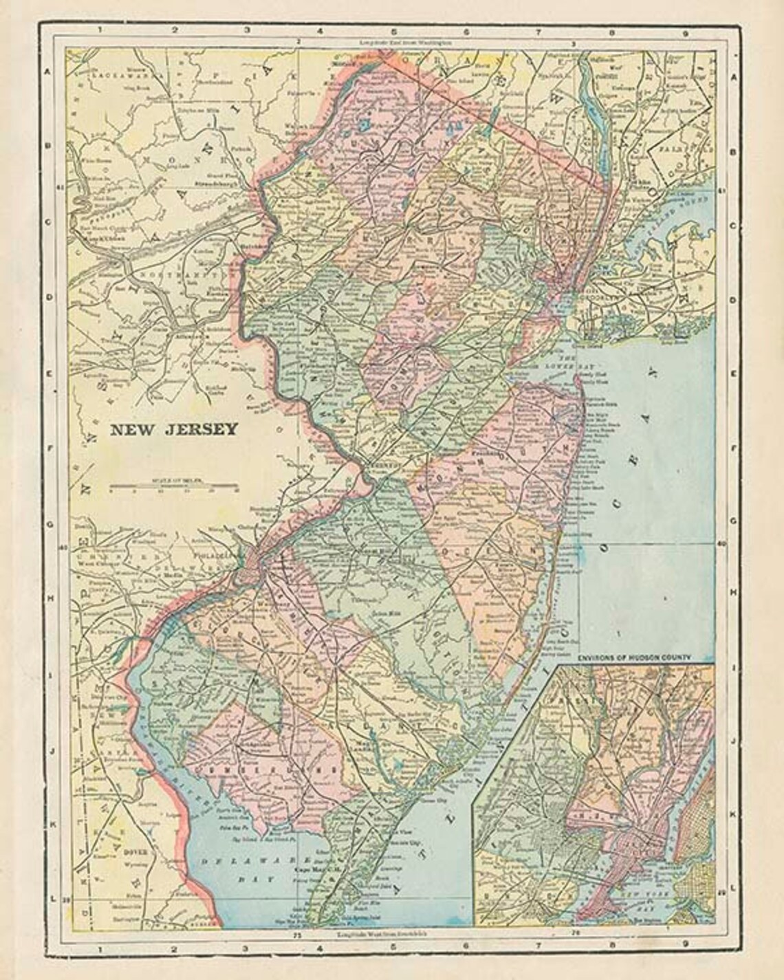 NUEVA JERSEY mapa de alta resolución archivo descargable | Etsy