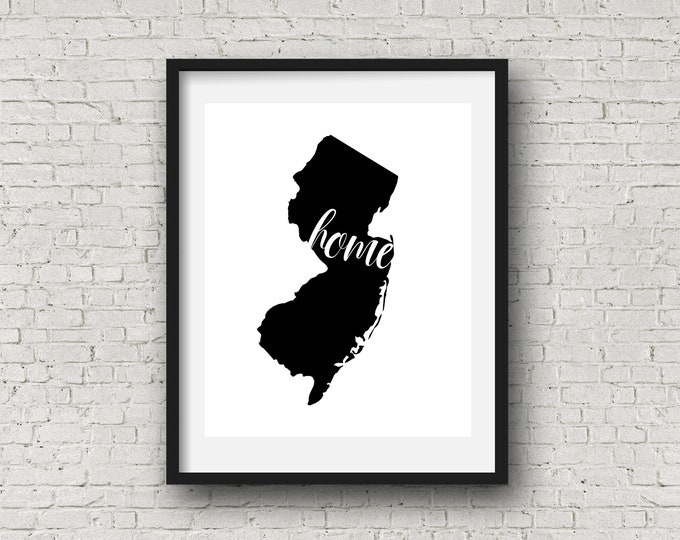 New Jersey Home State Art Print 8x10 Print Instant Download new Jersey ...