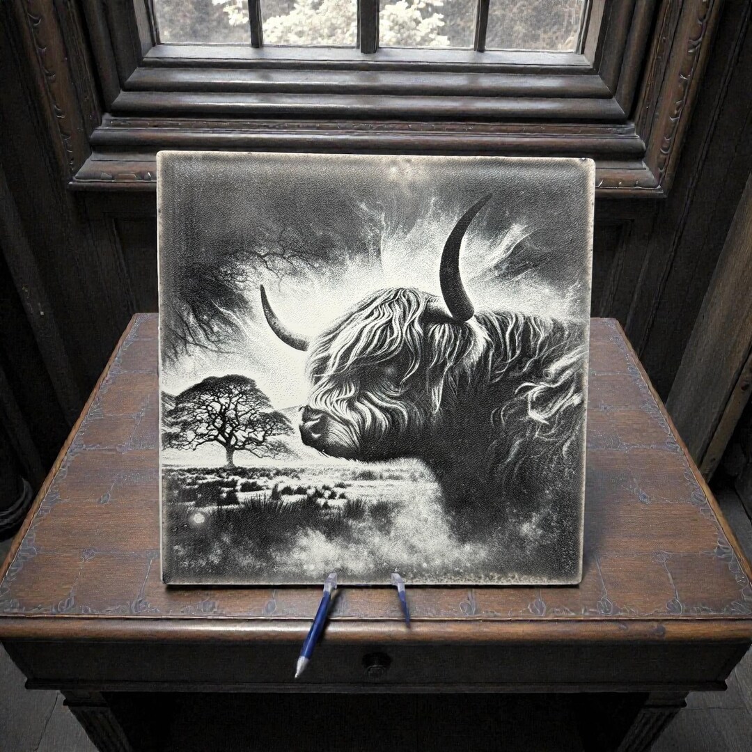 Highland Cow Table Decoration, 4x4 Desk Decor - Etsy