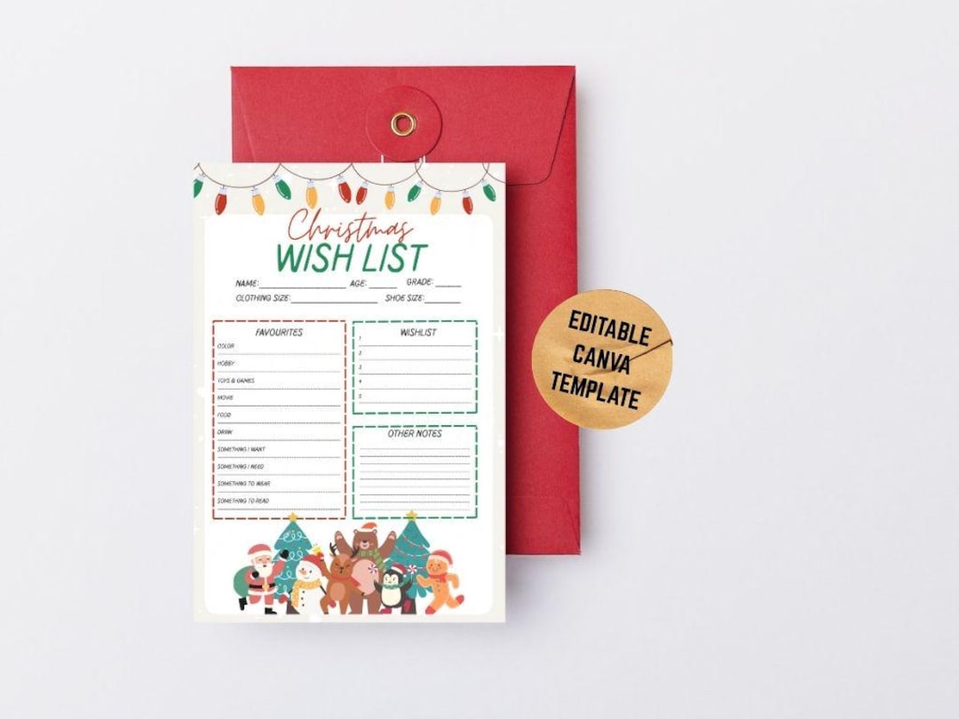 Christmas Wishlist Template | Printable Holiday Planner (canva Editable ...
