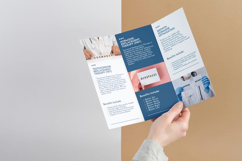 Editable Medspa Trifold Brochure Template, Foldable Hormone Replacement ...