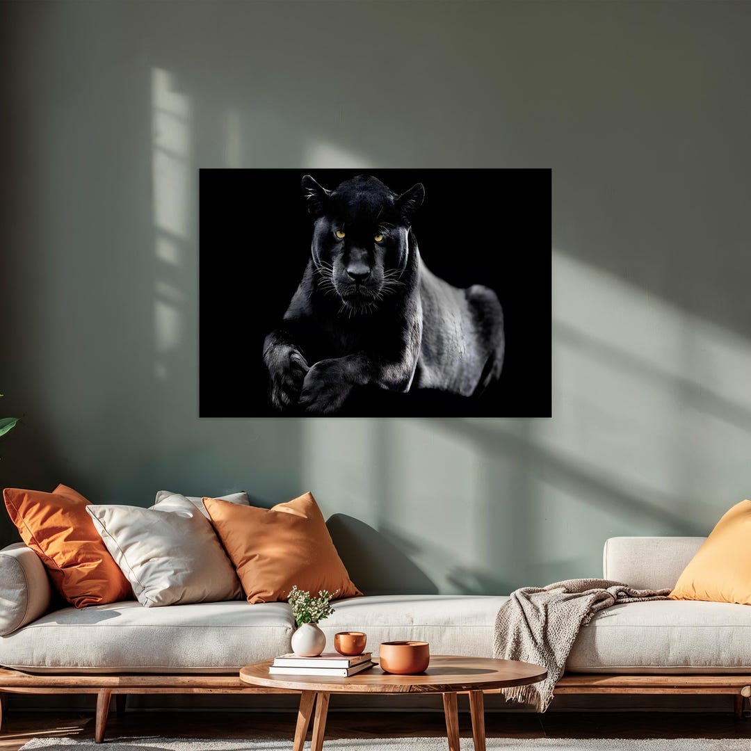 Black Panther Canvas, Elegant Wildlife Print, Modern Home Decor, Man ...