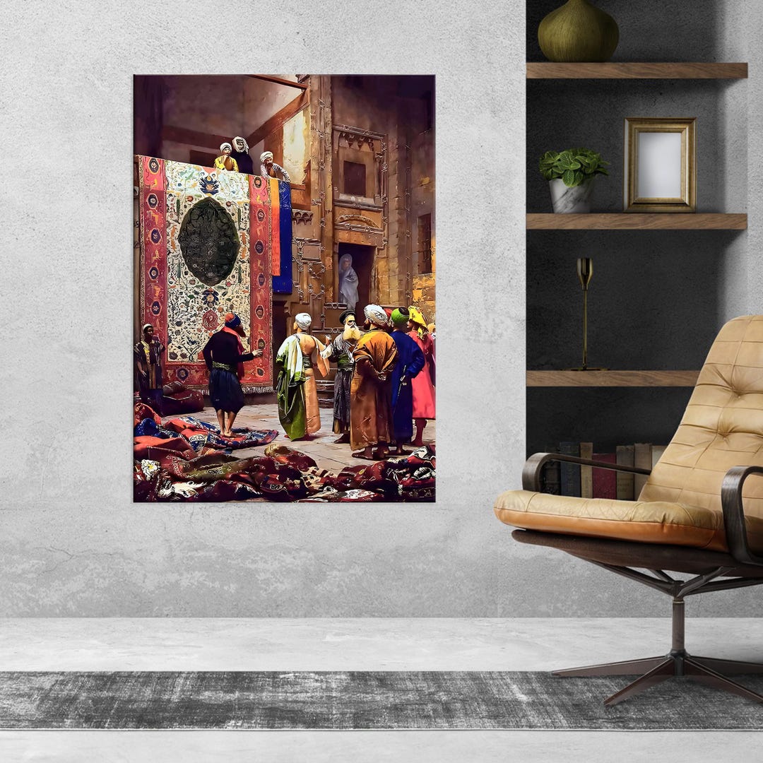 Oriental Market Scene Canvas Art, Vintage Middle Eastern Bazaar ...