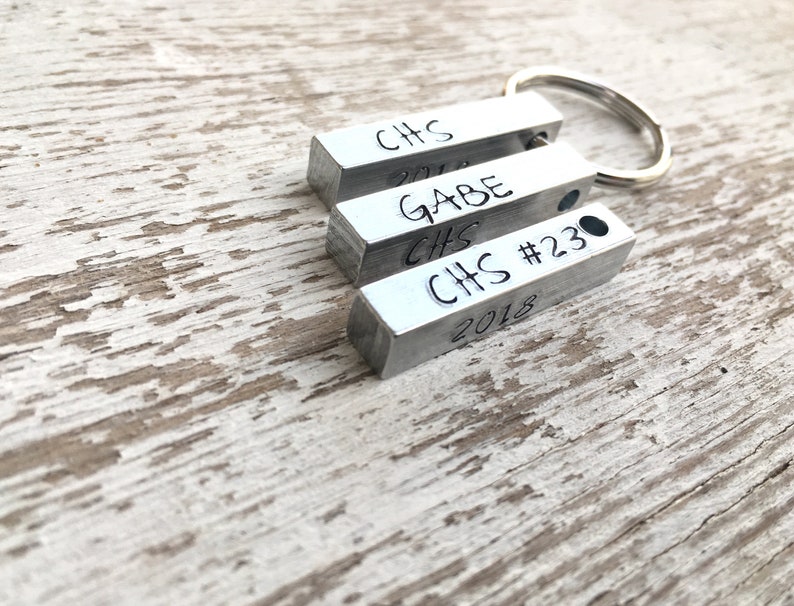 Personalized Graduation Key Chain, Hand Stamped Senior Key Chain, Bar ...
