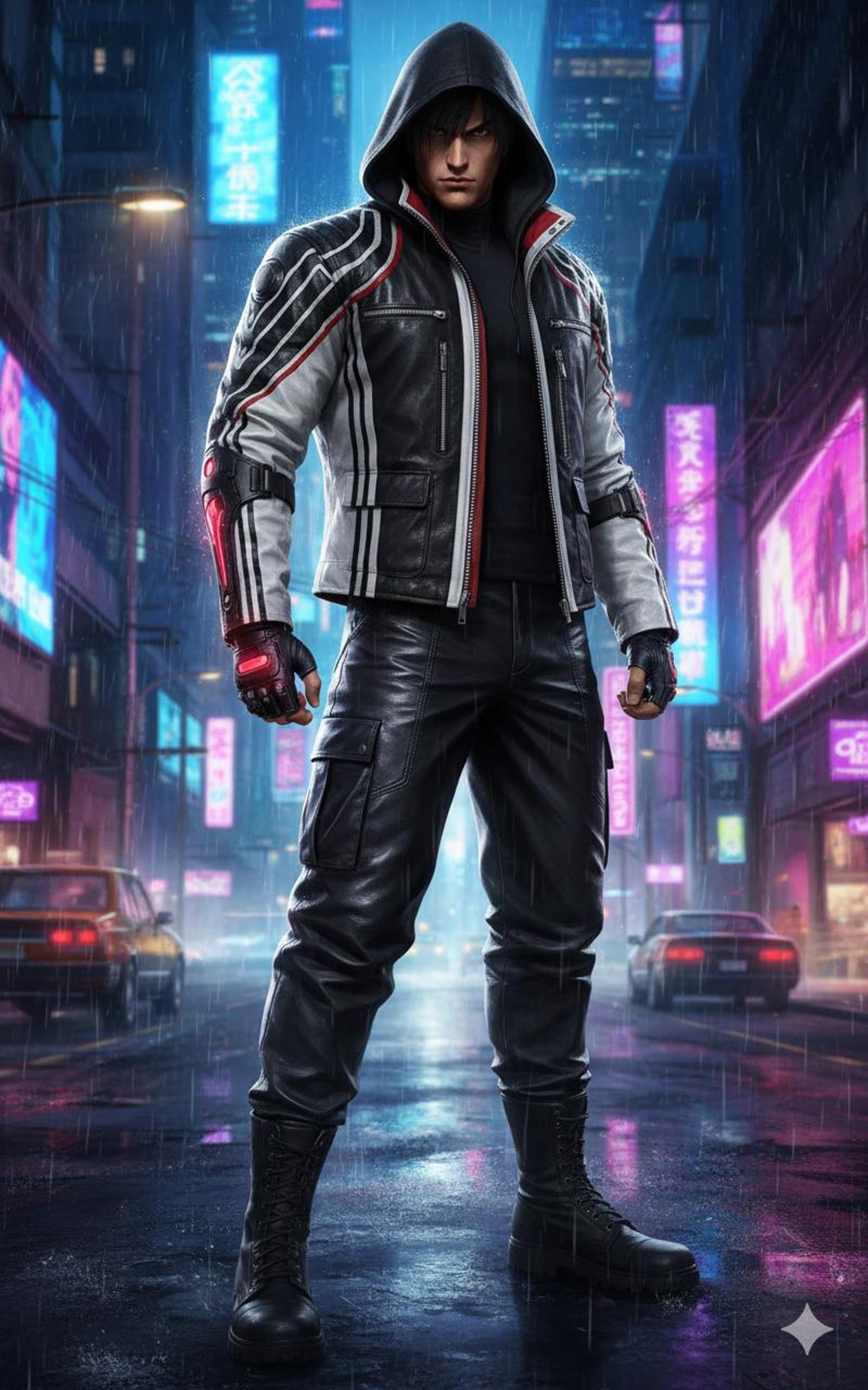 Jin Kazama Jacket | Tekken Vintage Black Leather Hoodie | Men’s Cosplay ...