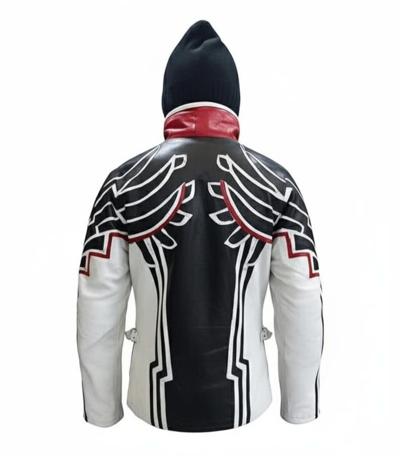 Jin Kazama Jacket | Tekken Vintage Black Leather Hoodie | Men’s Cosplay ...