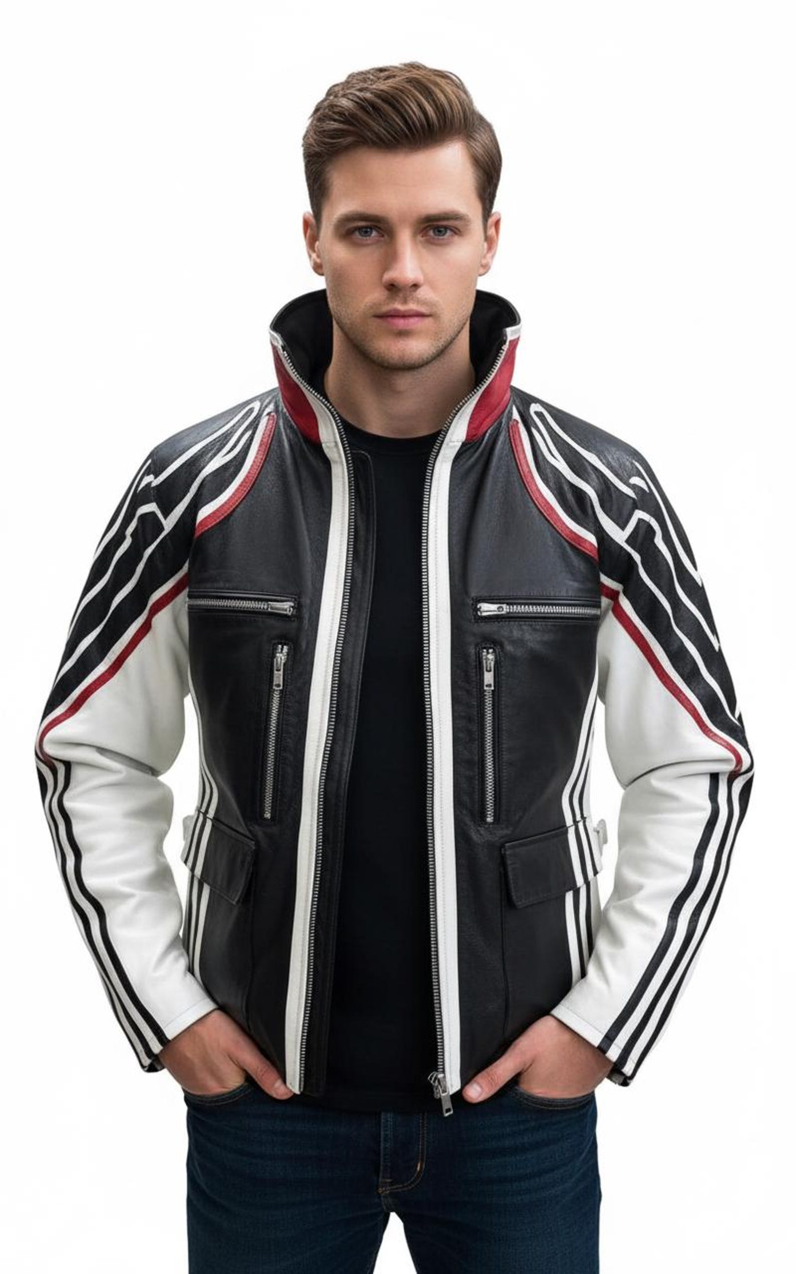 Jin Kazama Jacket | Tekken Vintage Black Leather Hoodie | Men’s Cosplay ...