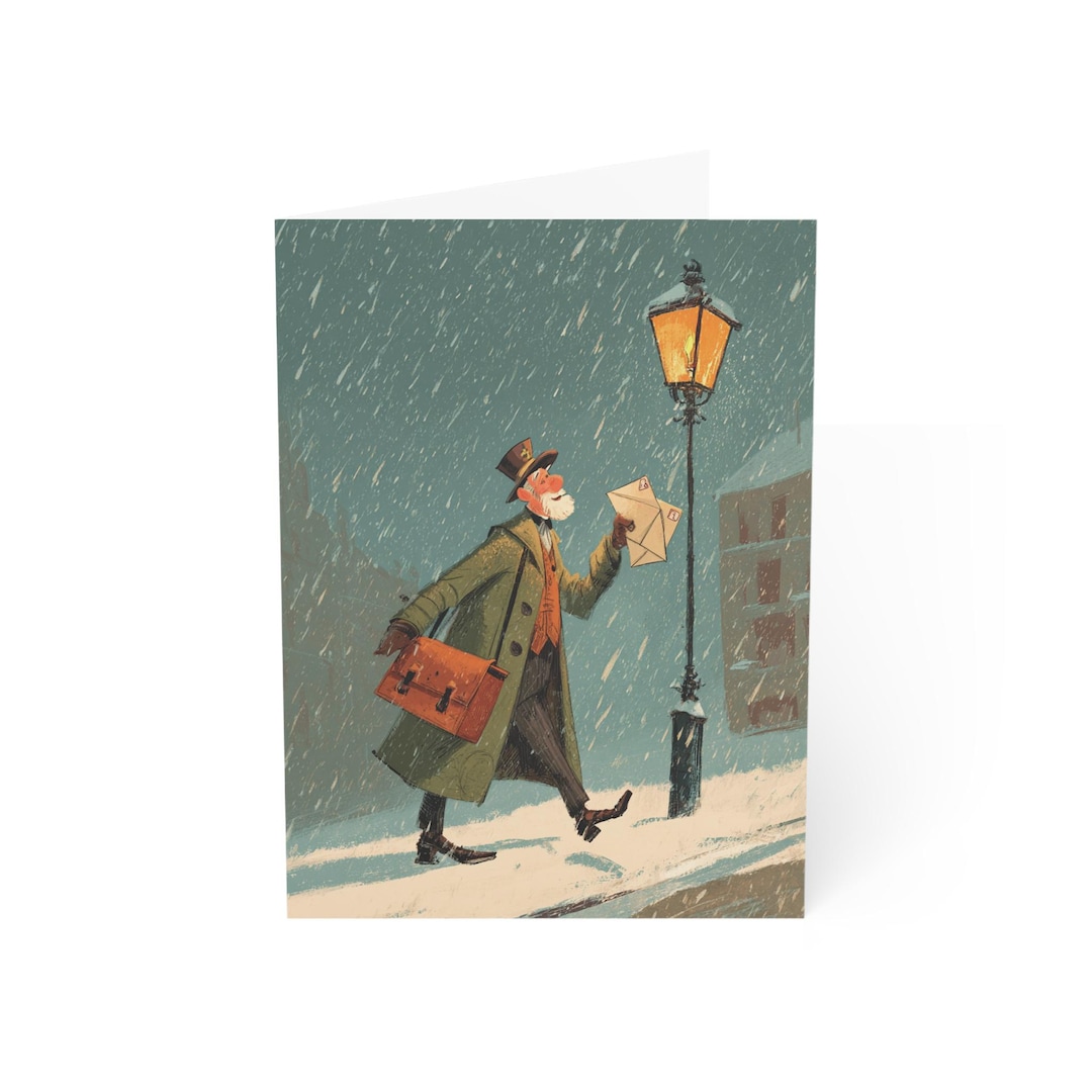 Christmas Postman Greeting Card - Holiday Seasons Greetings - Etsy