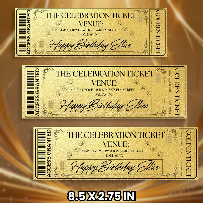 Birthday Surprise Ticket Template, Editable Concert Ticket (digital ...