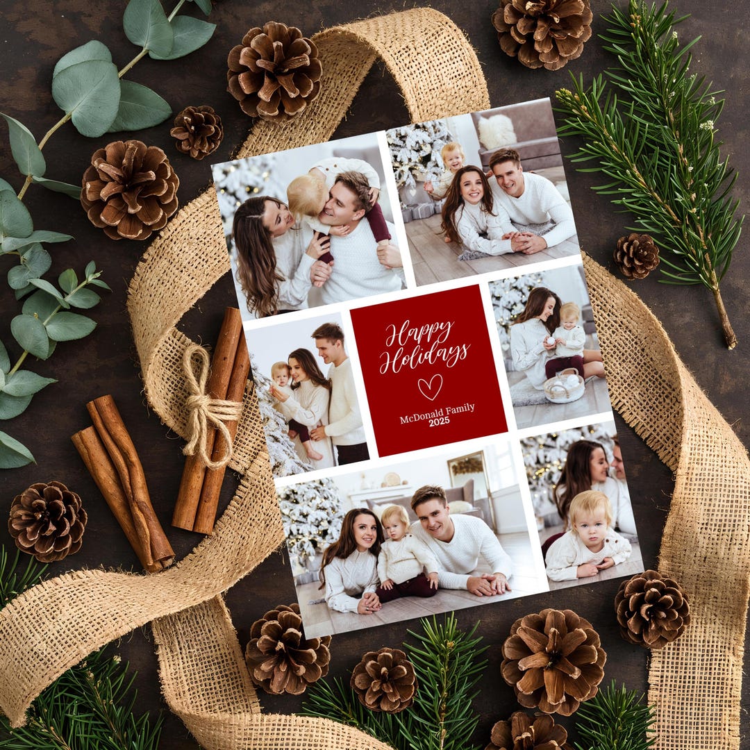Classic Christmas Card, Multi Photo Holiday Card, Editable Christmas ...