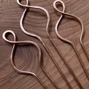 Copper Twist Hair Pin, Handmade Hammered Hair Stick Accessory - Etsy