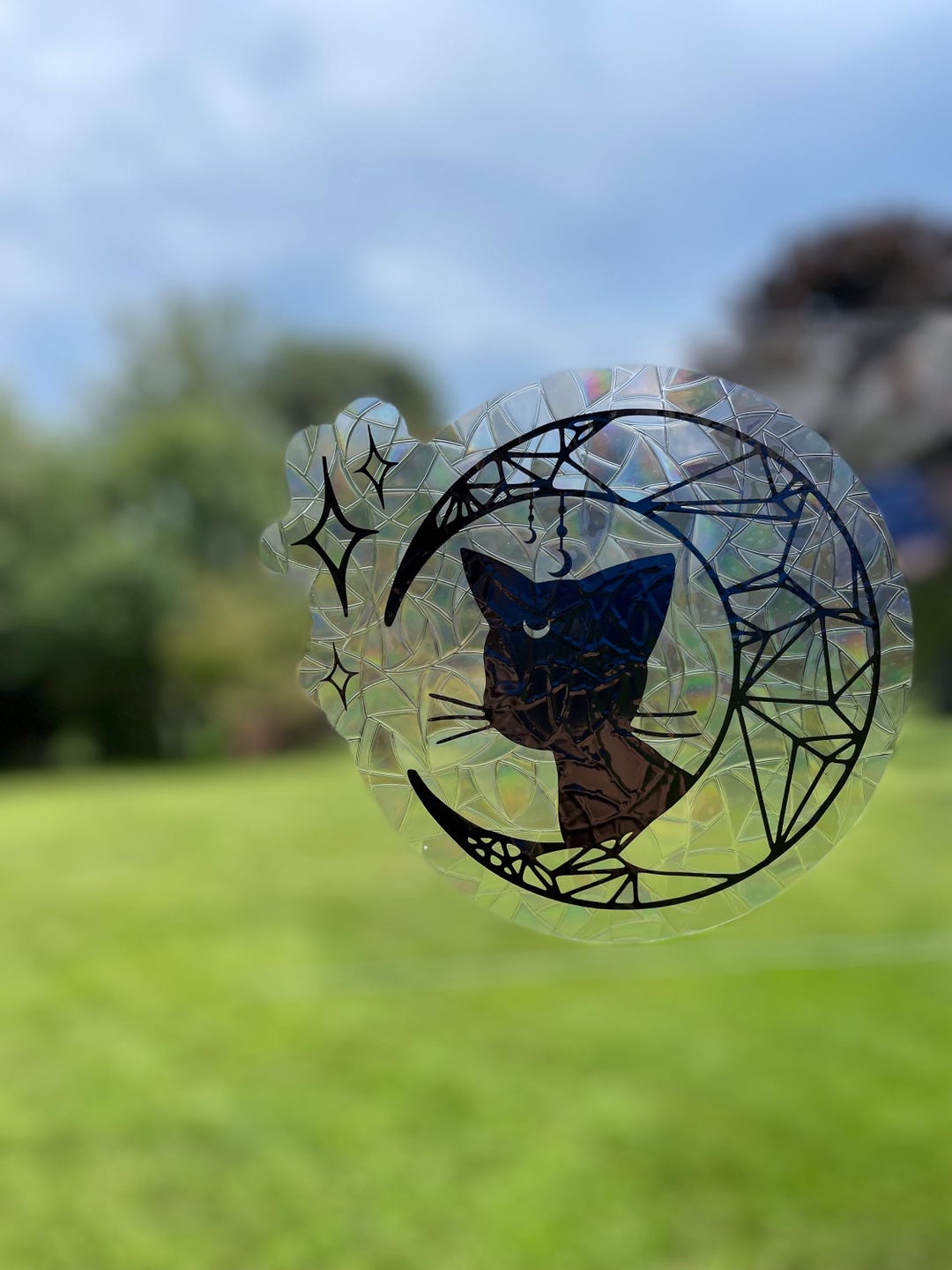 Luna + Crescent Moon Iridescent Window Cling Sun Catcher - Etsy