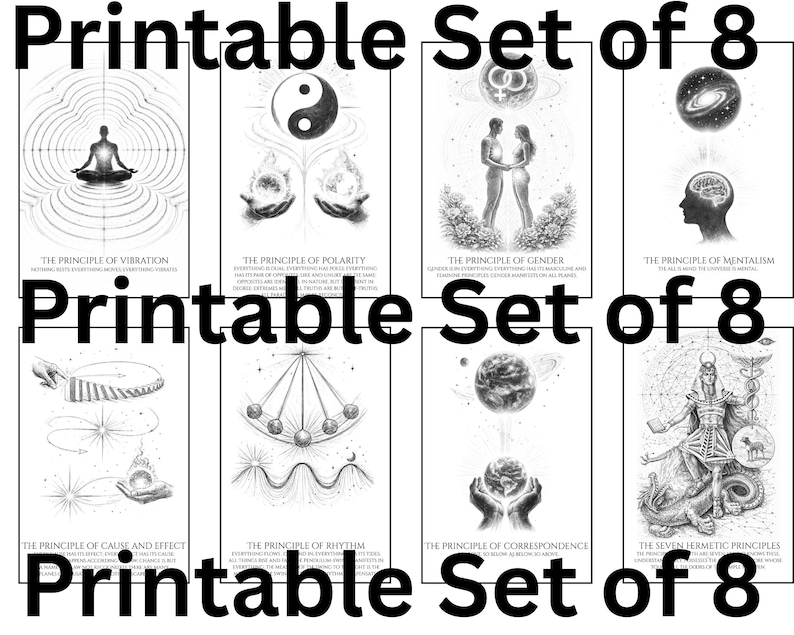7 Hermetic Principles Poster Set of 8 Posters - Spiritual Esoteric Wall ...