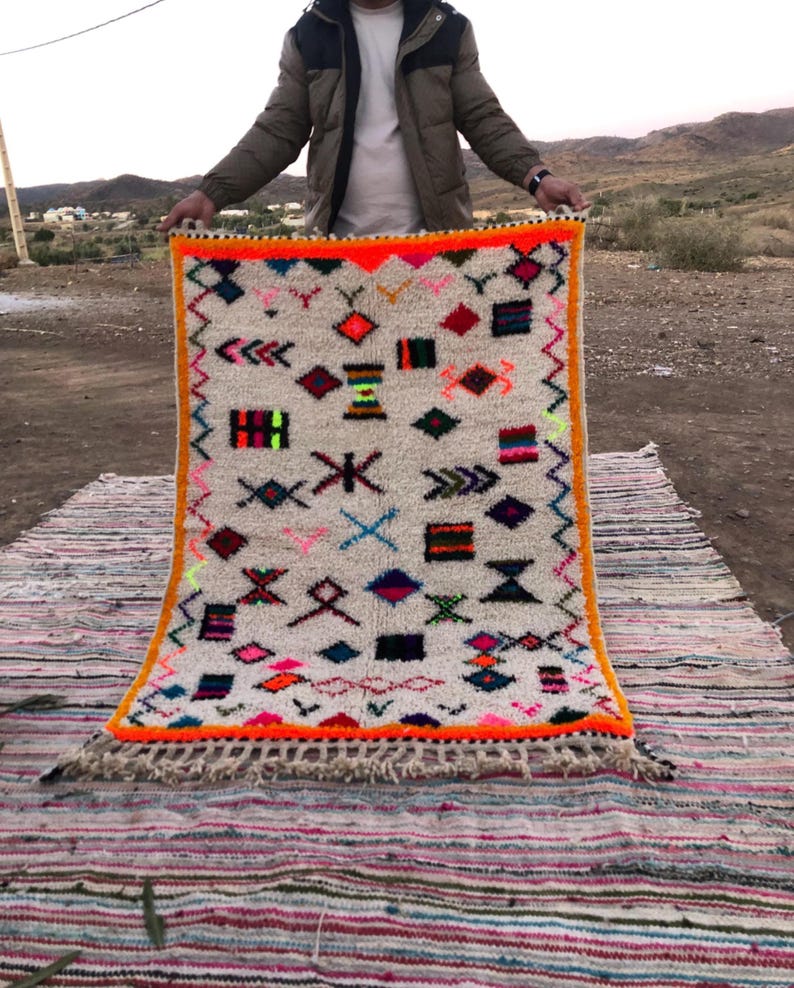 Handmade Azilal Rug – Custom Berber Wool, Colorful Boho Decor - Etsy