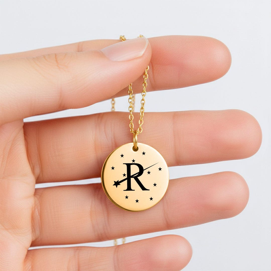Personalized Shooting Star Coin Necklace - R - Etsy