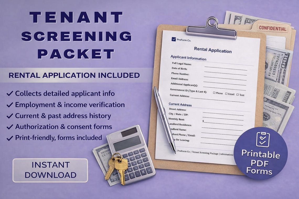 Tenant Screening Packet for Landlords | Rental Application + Background ...