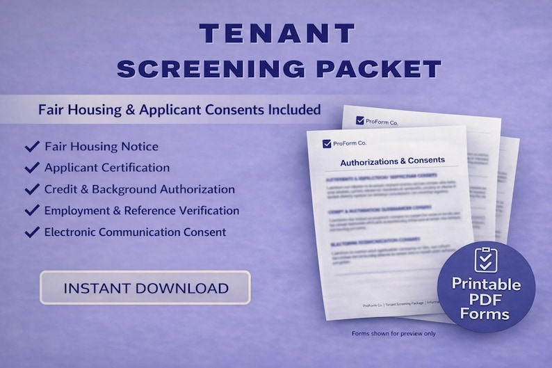 Tenant Screening Packet for Landlords | Rental Application + Background ...