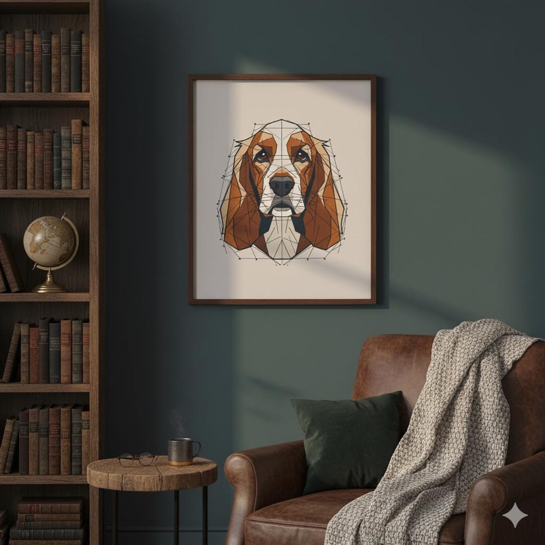 Geometric Cocker Spaniel Poster | Abstract Dog Head Poster | Unframed ...