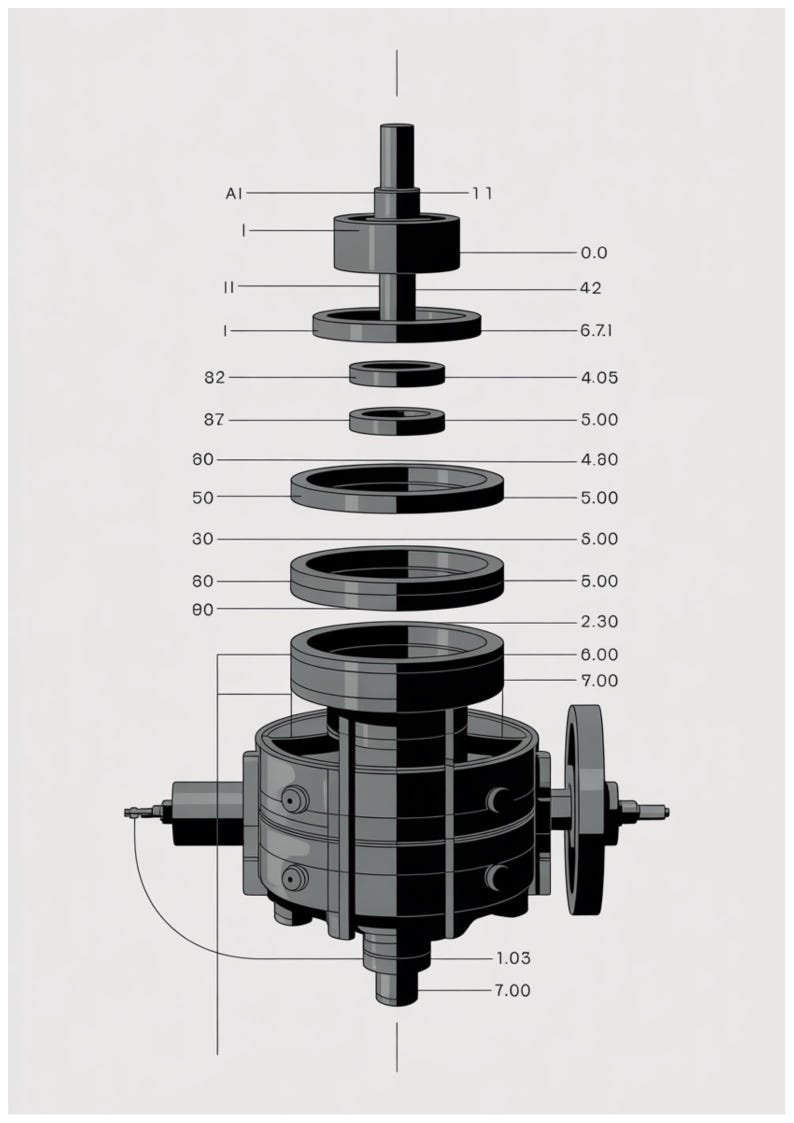 Industrial Hydraulic Pump Exploded View Poster - Mid-century Patent Art ...
