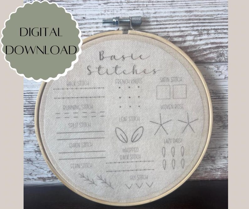 Beginner Embroidery Pattern, Basic Stitches Guide (PDF Pattern) - Etsy