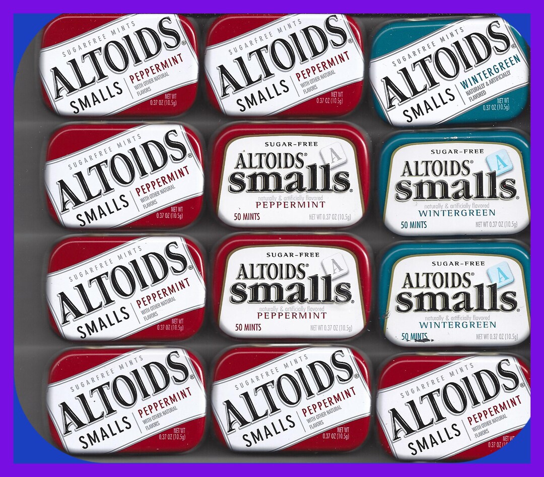 ALTOIDS Small Tin Empty Cans, Hinged, Peppermint, Wintergreen, Blue Red ...