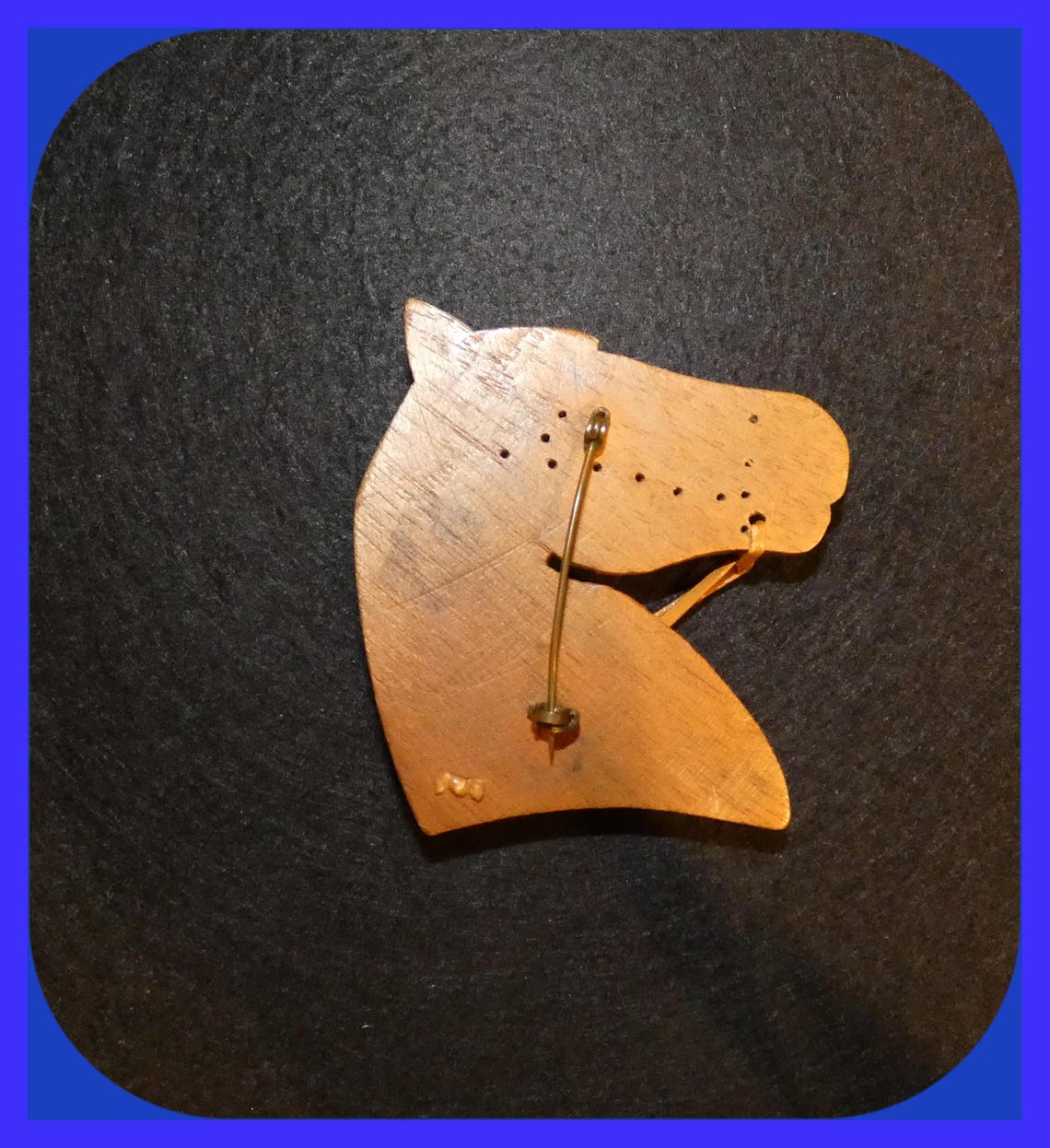 Wooden Horse Pin, Hand Carved 1940's, Halter & Bridle, Locking Clasp ...