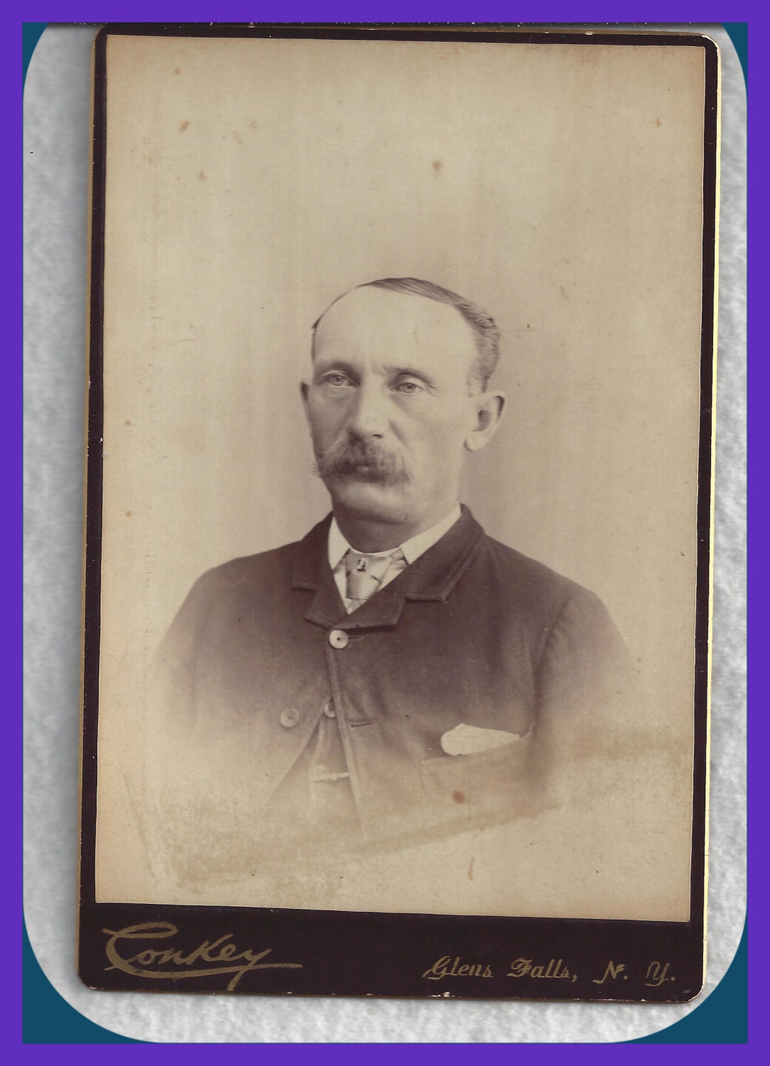 Victorian Cabinet Card Man Portrait Photograph, CONKEY, Glens Falls, NY ...