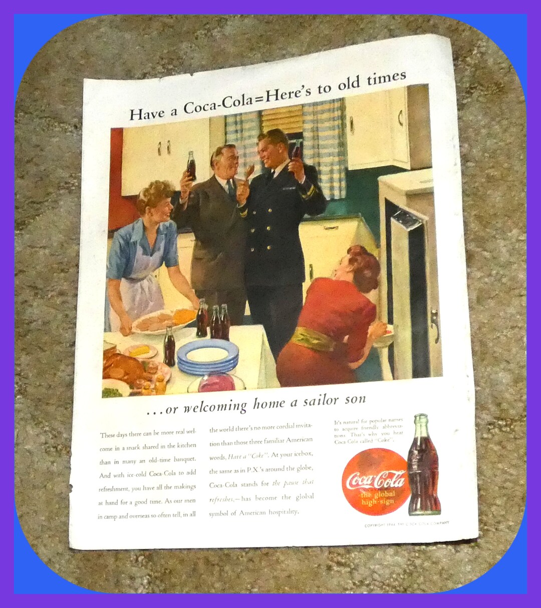 Coca-cola November 1944 LIFE Ad, World War II, Family and Thanksgiving ...