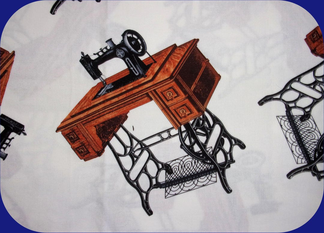 Vintage Treadle Sewing Machine Cotton FABRIC, Choice Sizes, Curtains ...