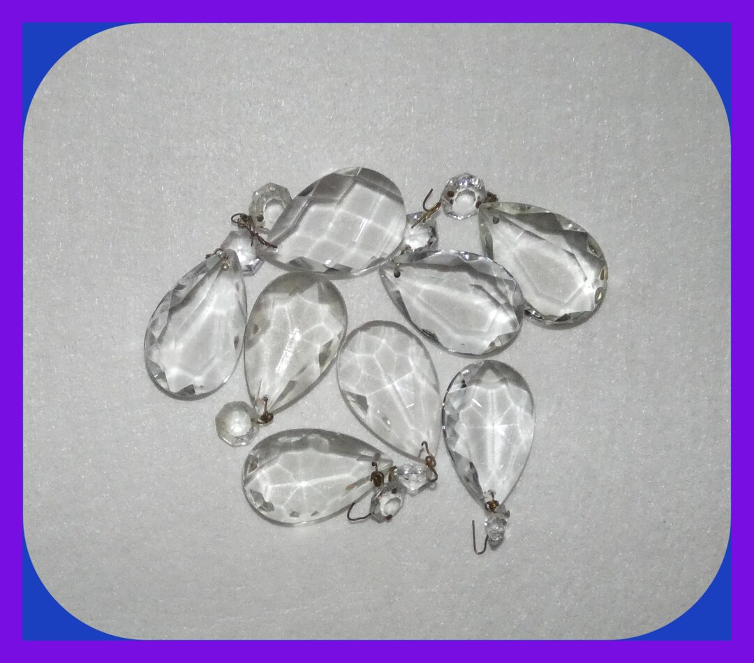 Large Swedish Almond Drop Crystal PRISMS, Antique Chandelier ...