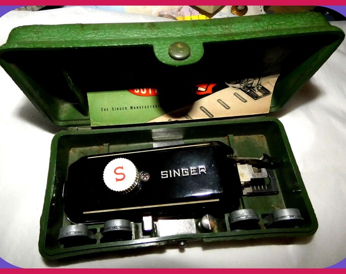 Vintage SINGER Low Shank Buttonholer Kit Templates Booklet Case Part ...