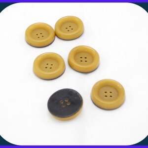 Antique CELLULOID 2 Shade 4 Hole Hollow Buttons, Black & Tan, 7/8 Inch ...