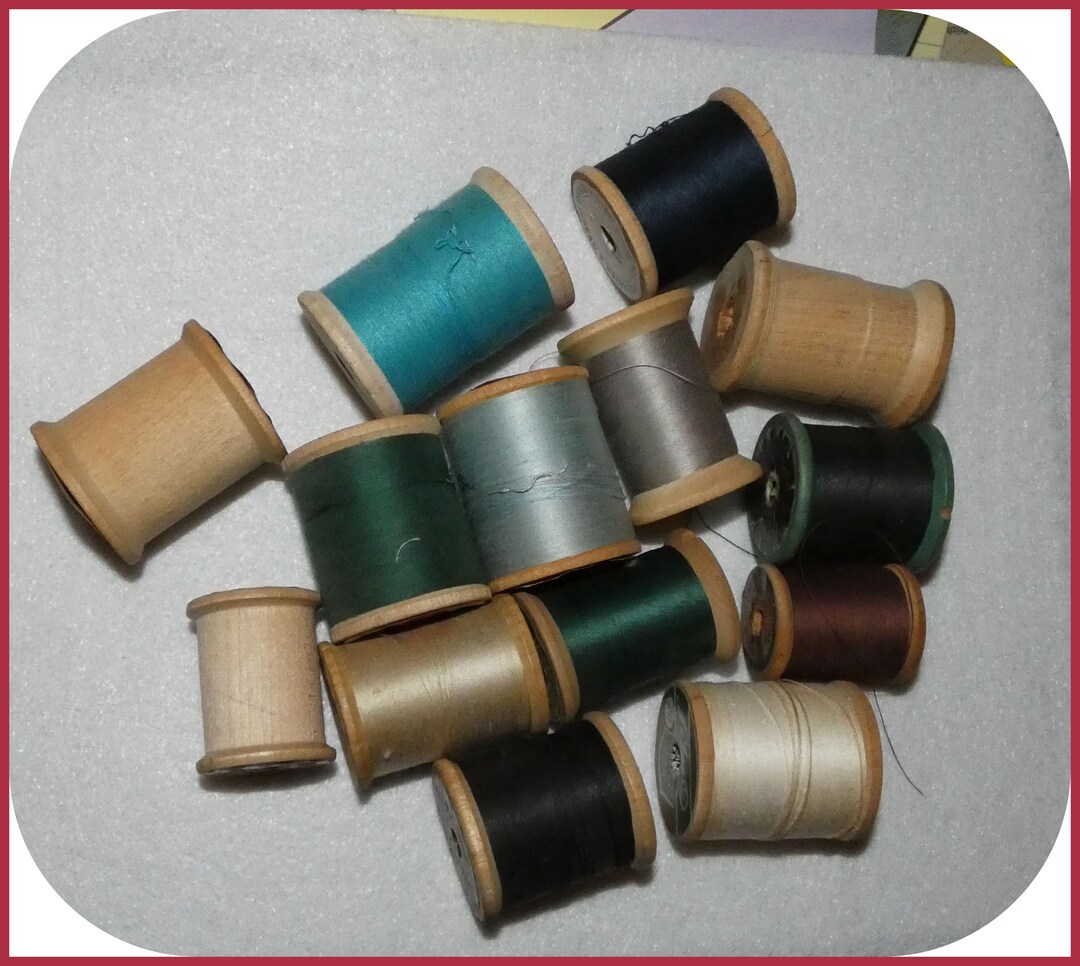 Vintage Large Wood Thread Spools, 14 Thread Spools, Multiple Colors ...