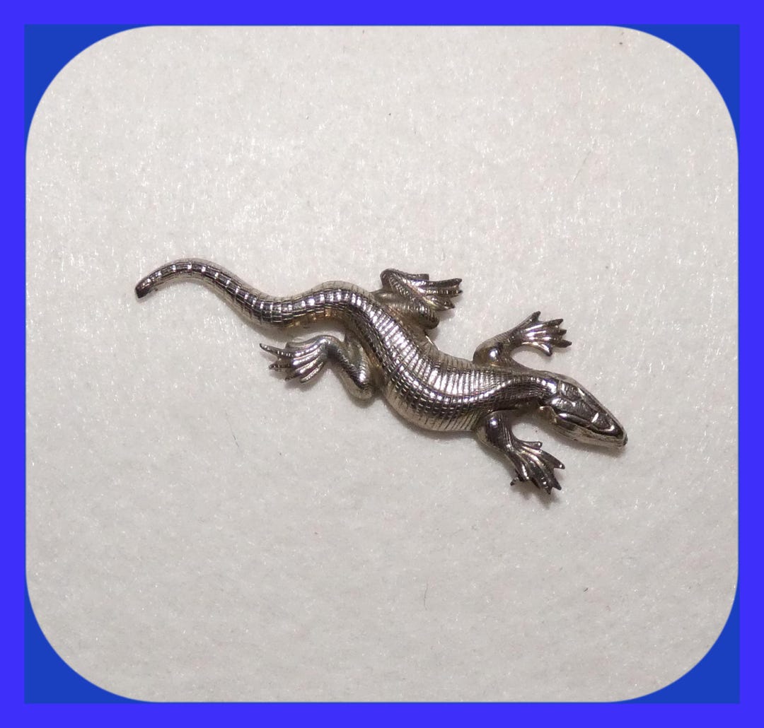 Vintage STERLING Silver Lizard Brooch Pin, 1930s, Gecko, Salamander ...
