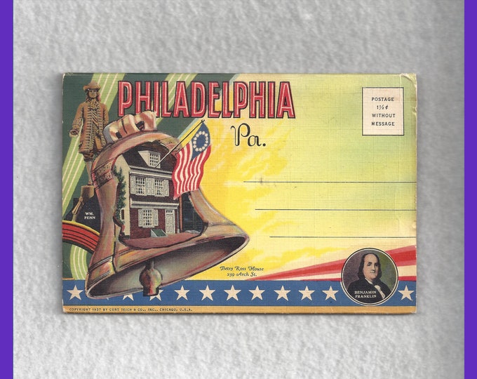1930s Historic Philadelphia PA Souvenir Postcard Pictures Packet, 18 ...
