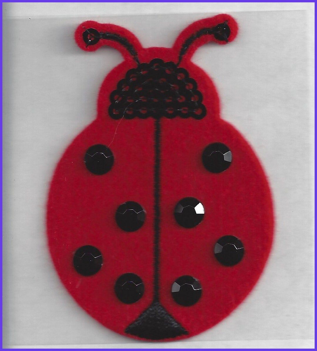 Large Red Felt Lady BUG Applique Jeweled Black Faceted Gems, 2 X 3 Inch ...
