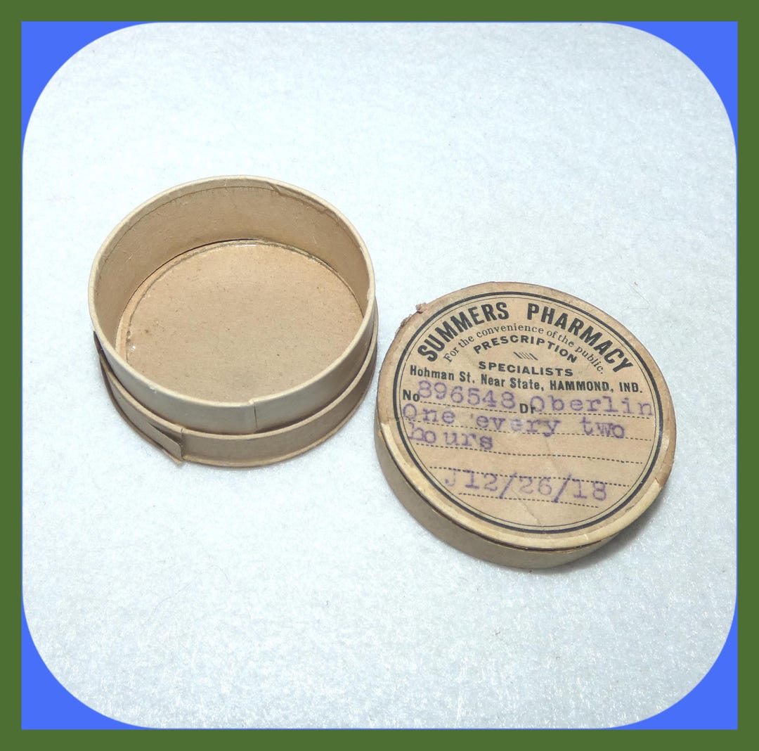 Antique Pharmacy Pill Medicine Container, Cardboard, Summers Pharmacy ...
