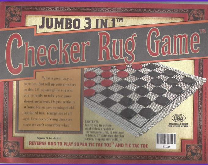 Jumbo Checker Rug Game & 2 Types Tic Tac Toe, 3 in 1 Family Gaming ...