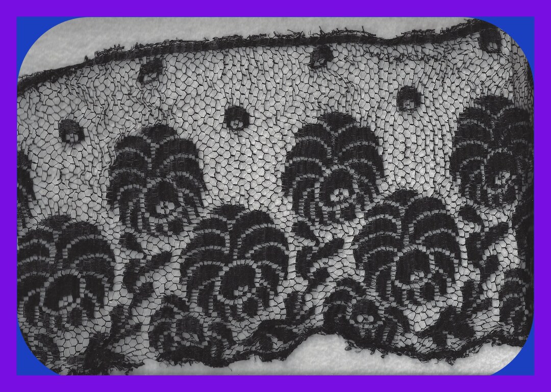 Vintage Wide Black Lace Mourning Scarf, Veil, Head Cover, Mass Head ...
