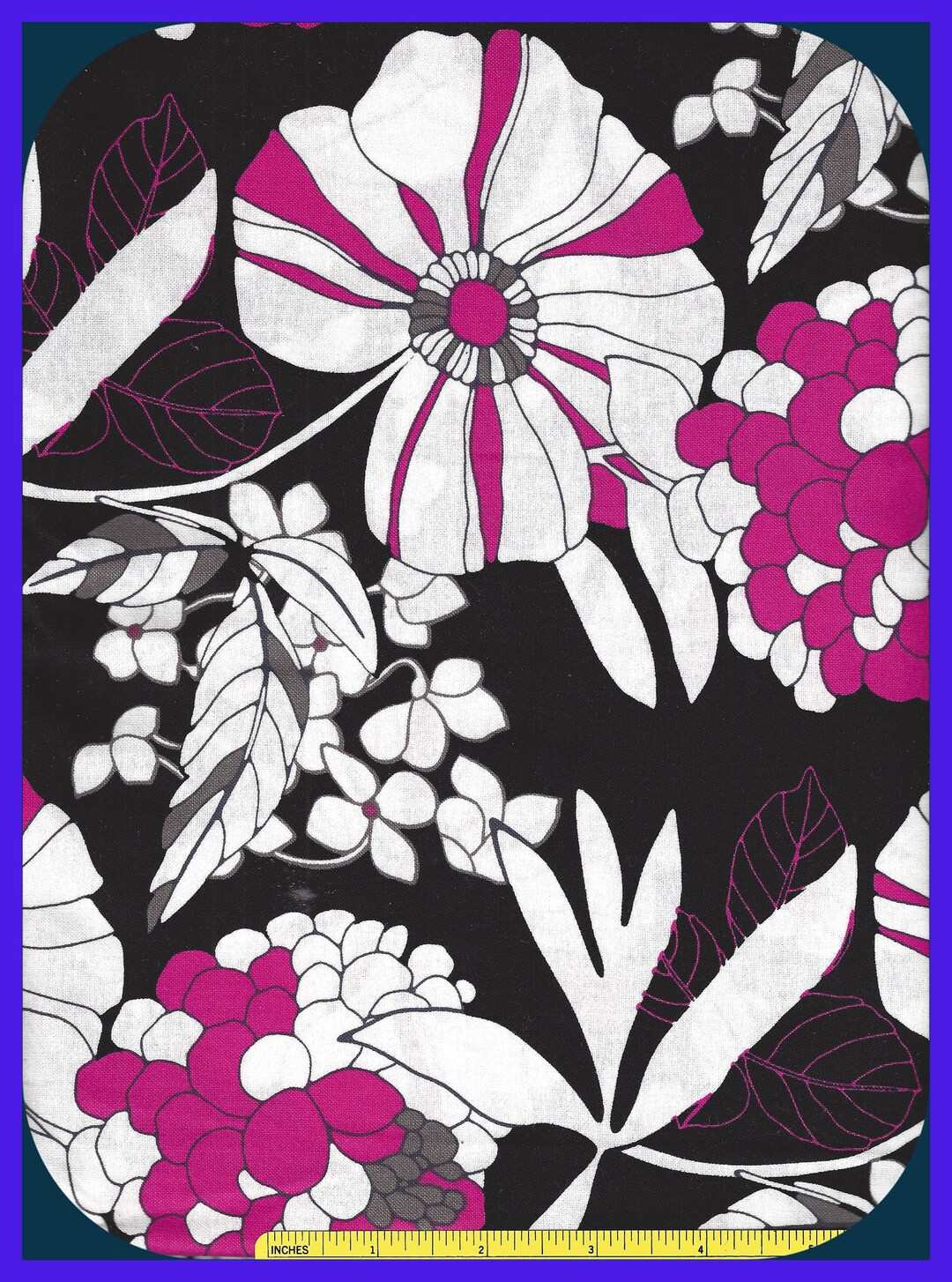Big Bold Flower Fabric, Cotton, Black White Pink, Quilting Fabric ...