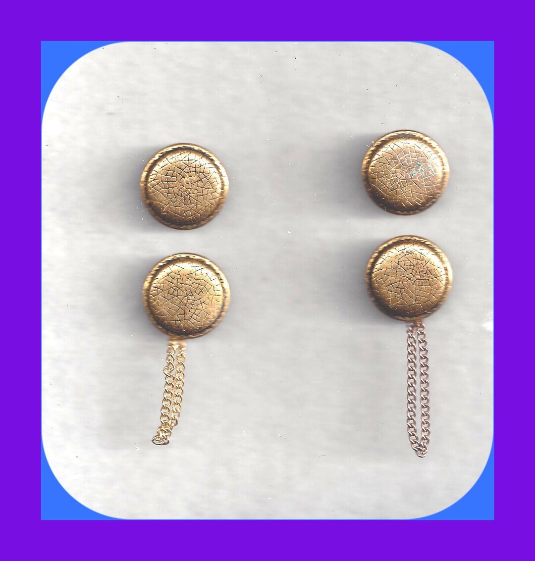 Double Button Chain Sweater Closures, Golden Metal Vintage Brass Metal ...