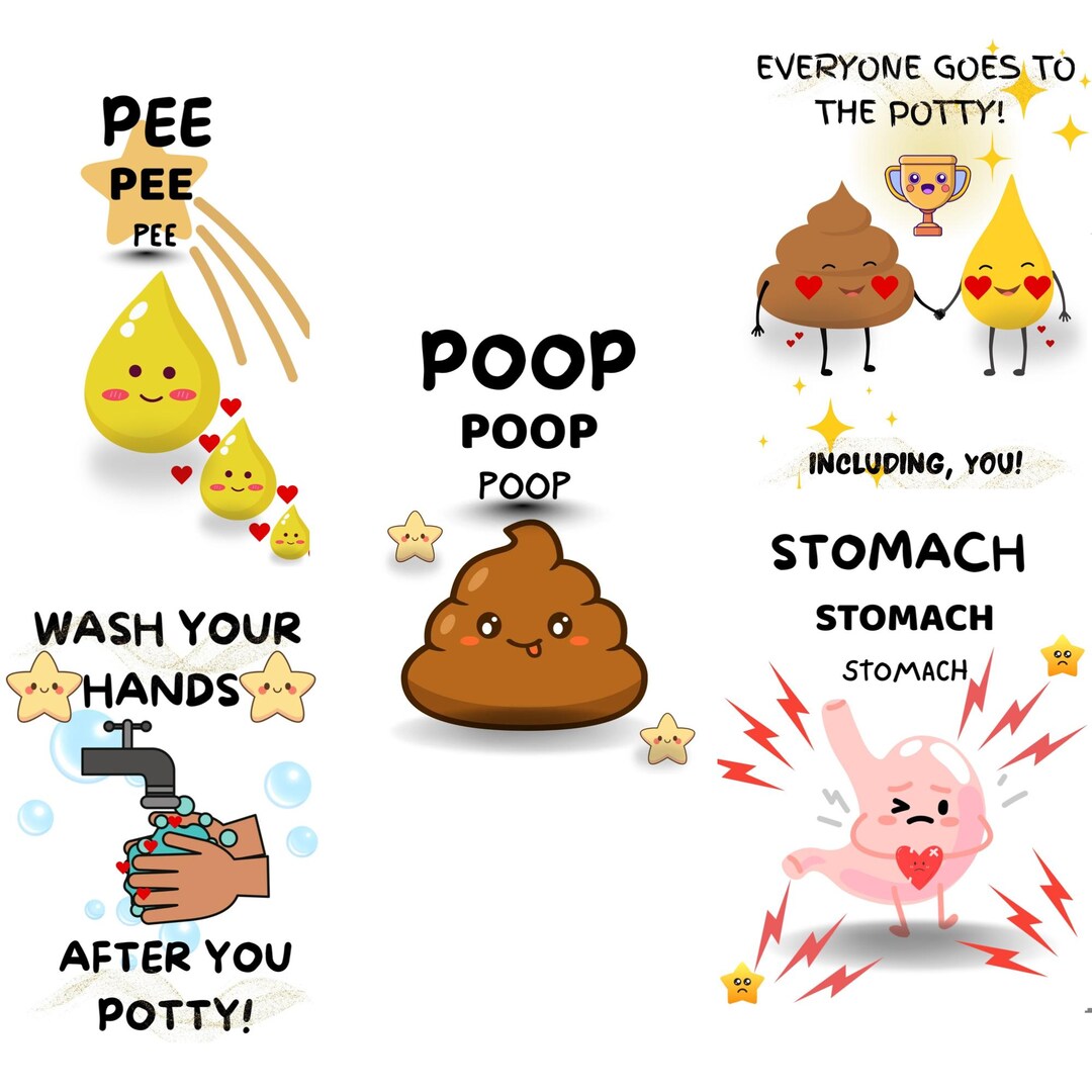 Potty Training Printable Bundle – Pee, Poop, Everyone Goes Potty, Wash ...