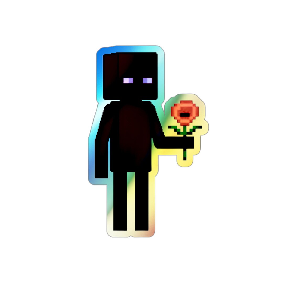 Pixel Enderman Holding Flower Sticker | Die-cut Holographic Sticker - Etsy