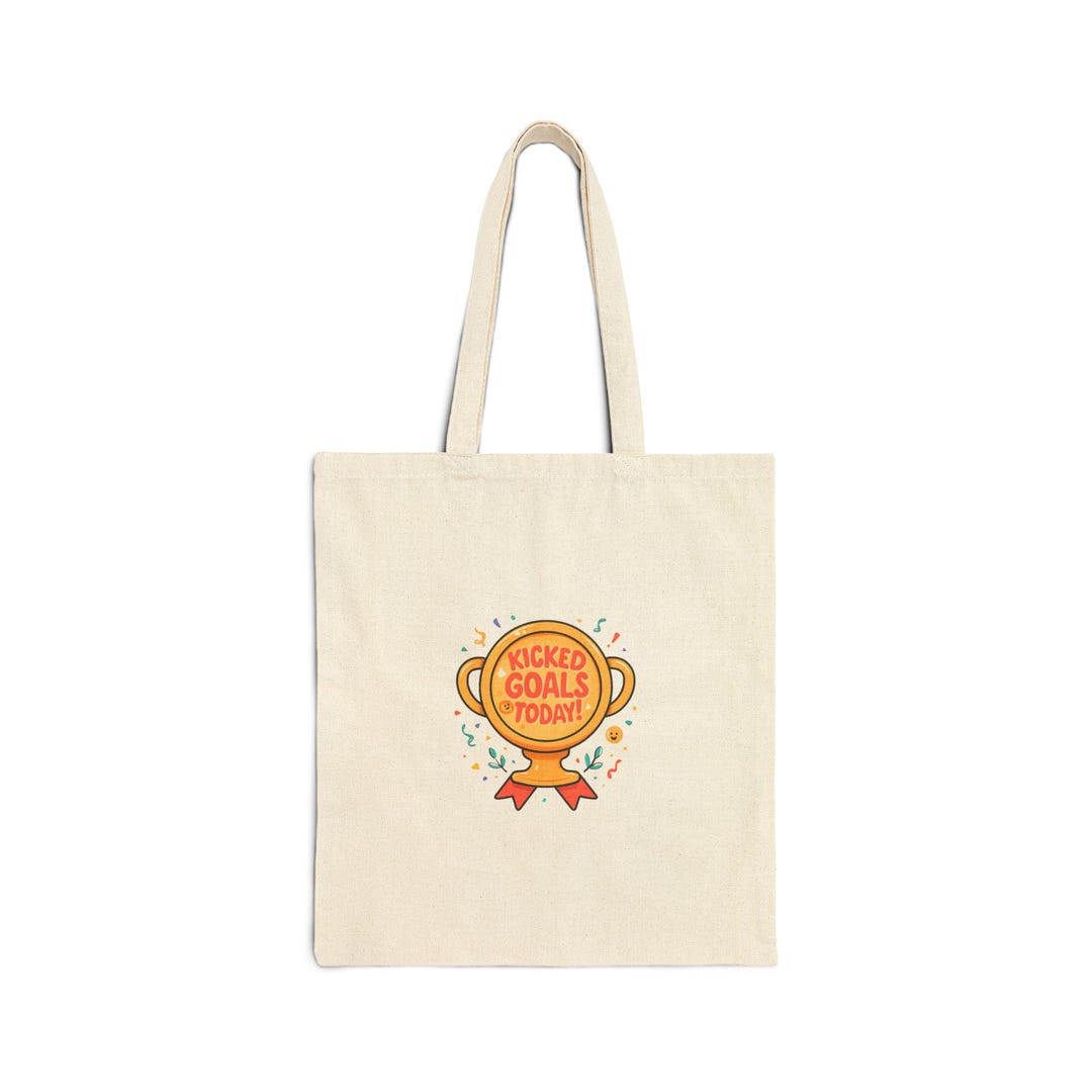 Locked Goals Today Tote Bag | Trophy Illustration, Motivational Text - Etsy