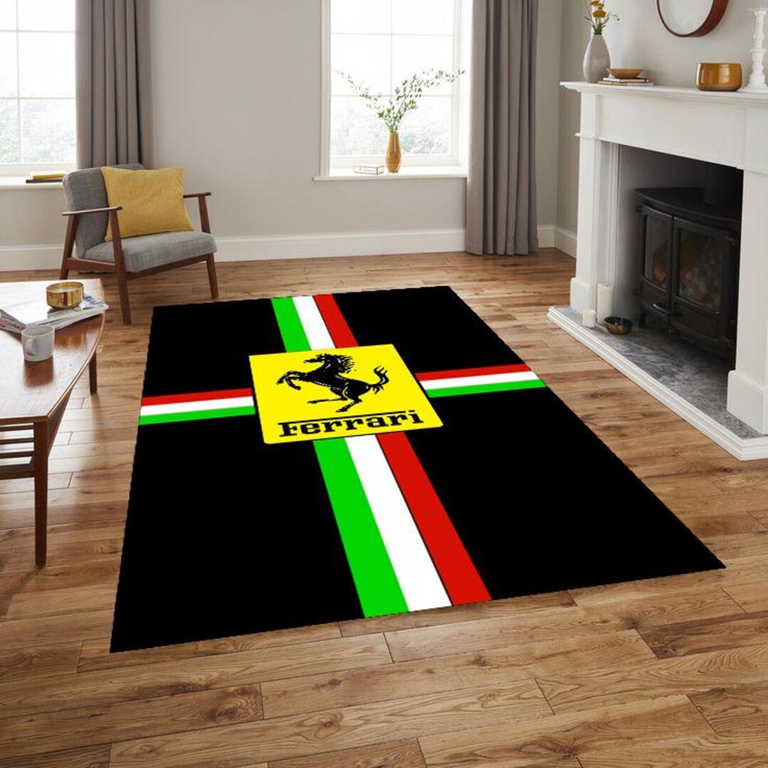Ferrari Tribal Rug – Custom Supercar Racing Carpet, Red Black Exotic ...