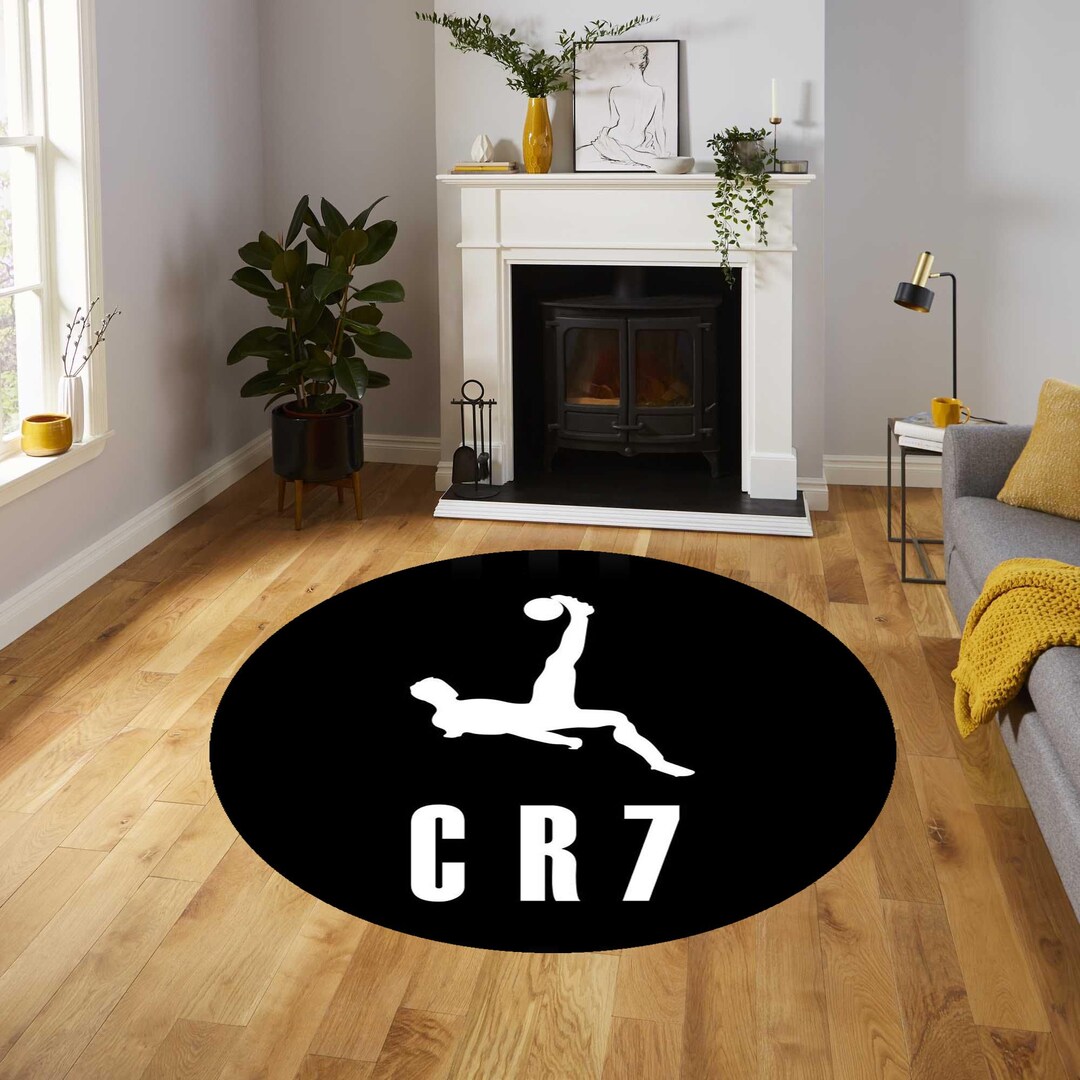 CR7 Round Rug – Black & White Cristiano Inspired Circle Carpet | Modern ...